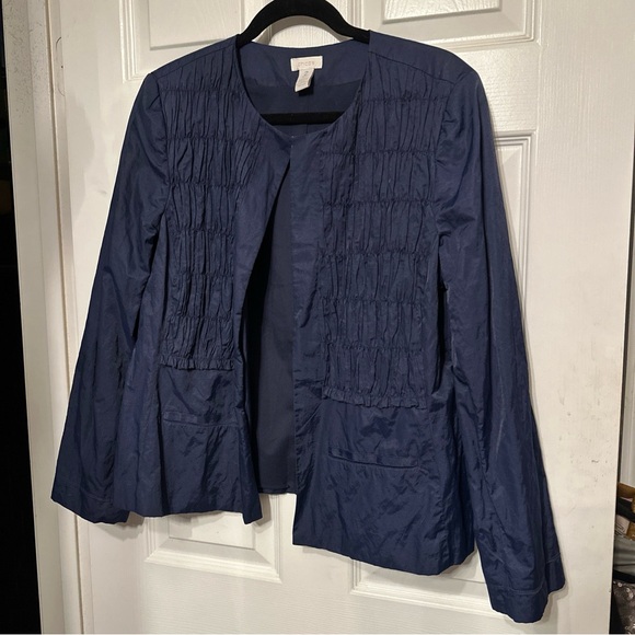 Chico's | Jackets & Coats | Chicos Size 2 Womens Jacket Navy Blue Open ...